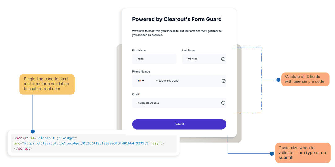 Form Guard by Clearout – Validate Forms & Block Fake Signups